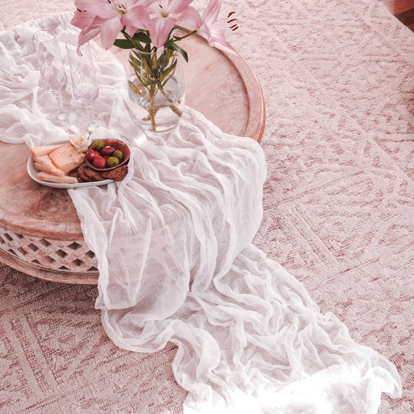 White Cheesecloth Table Runner - Etsy