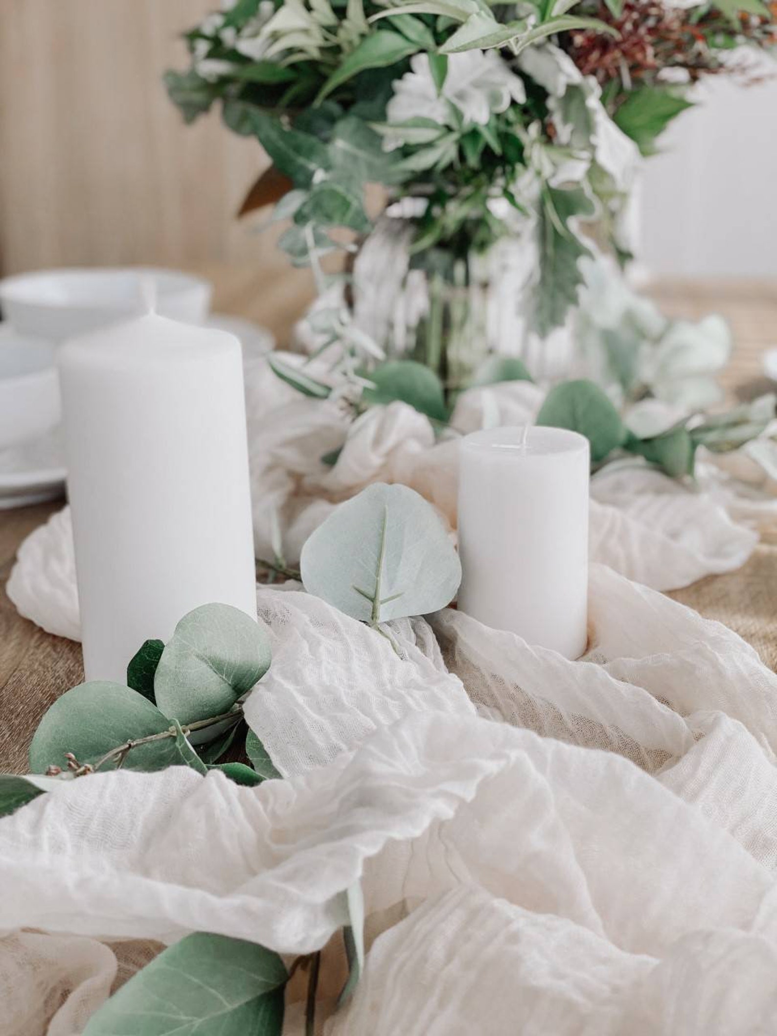 Ivory Cream Cheesecloth Table Runner | Etsy
