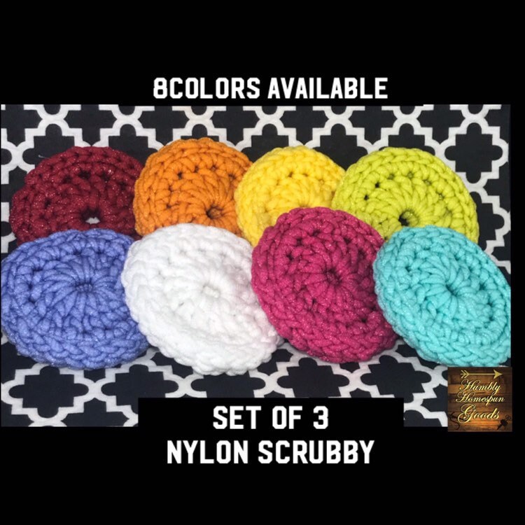 3 PACK Scrubbies Double Layer 100% Nylon Dish Scrubby, Puffy Scrubber 8 ...