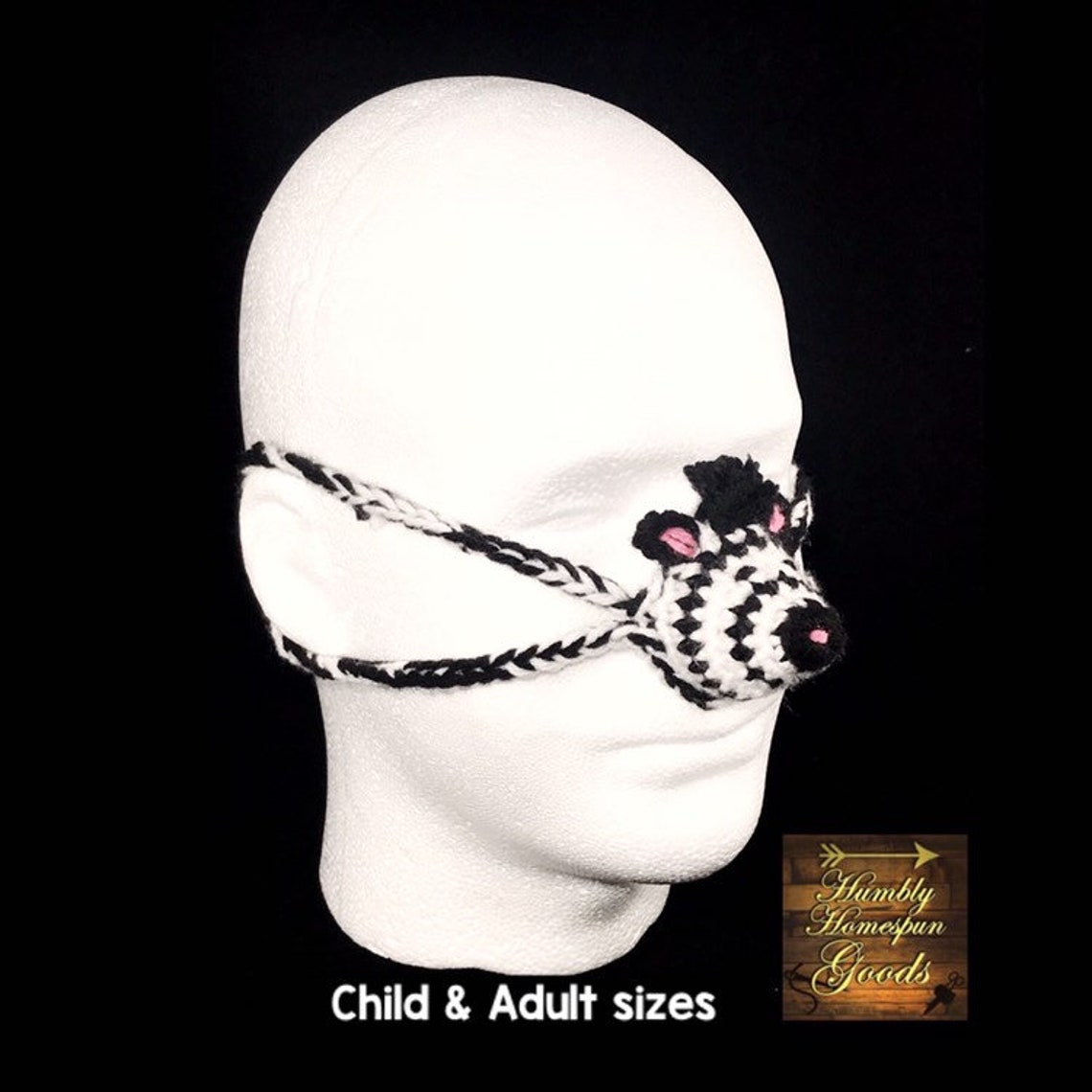 Zebra Nose Warmer Child & Adult/teen Sizes HANDMADE Crochet Photo Prop ...