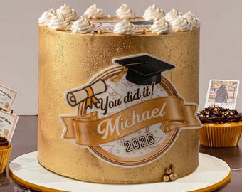 Custom Graduation Edible Cake Topper – Personalized Name & Colors ...