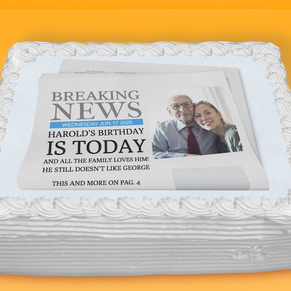 Newspaper Cake Topper - Etsy