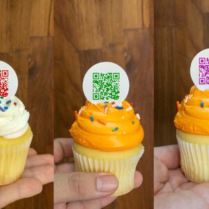 Custom QR Code EDIBLE Cupcake Toppers 60 Pieces Promote Your Business ...