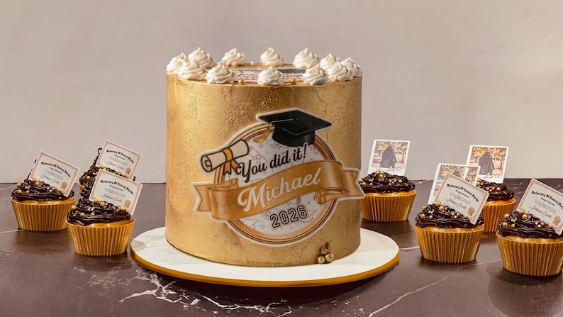 Custom Graduation Edible Cake Topper – Personalized Name & Colors ...