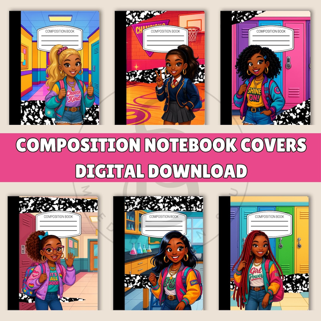 Composition Notebook Covers – Printable Bundle | African American Girls ...