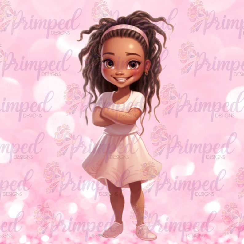 Black Girl Cartoon Clipart Bundle, Summer PNG Graphics (digital ...