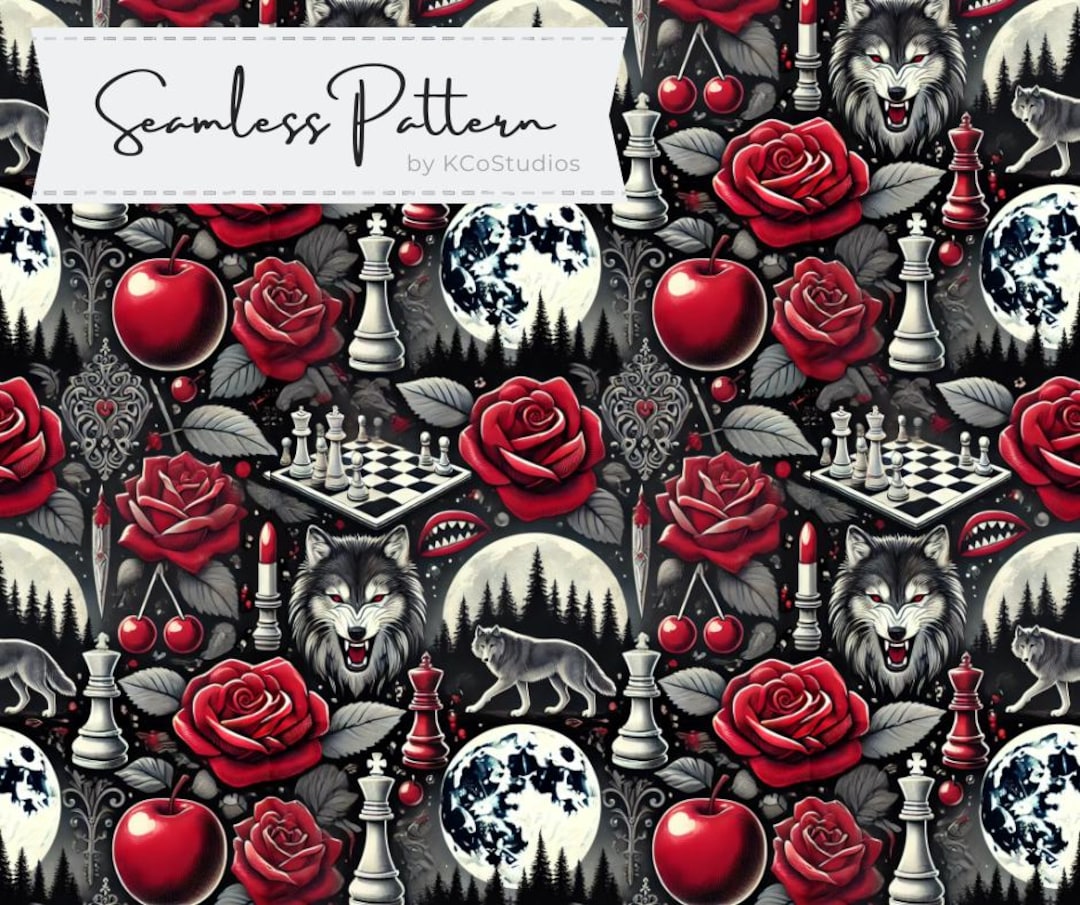 Twilight-inspired Seamless Pattern: Gothic Vampire Romance (digital ...