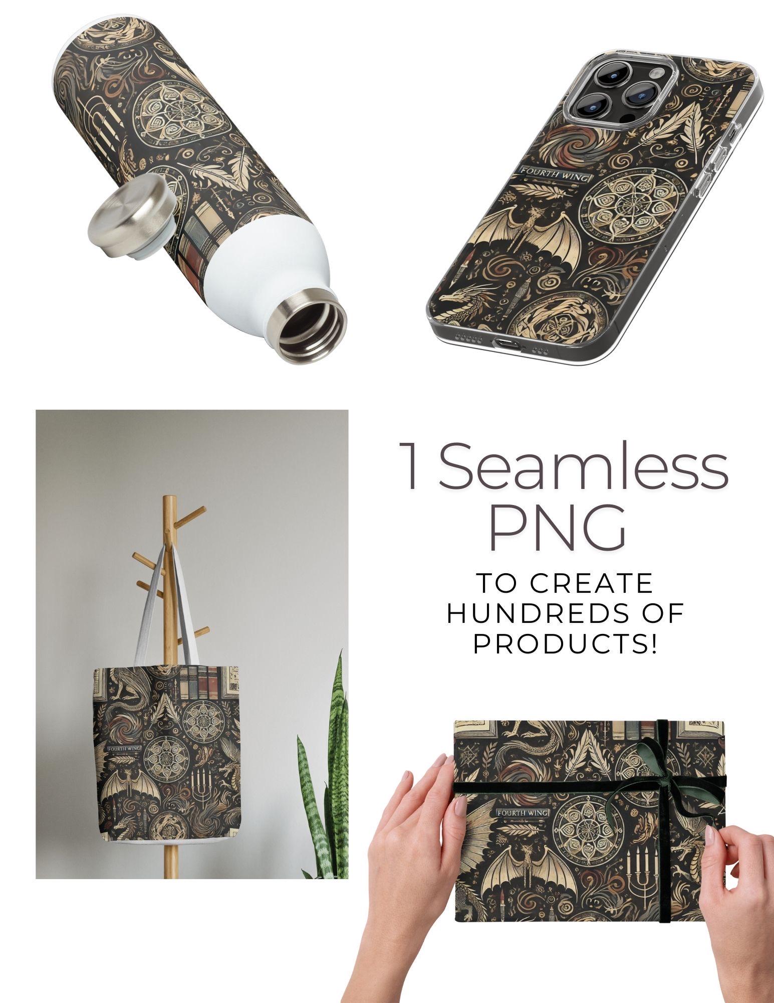 The Dragon Codex: Dark Academia Dragon Seamless Pattern | Magic Books ...