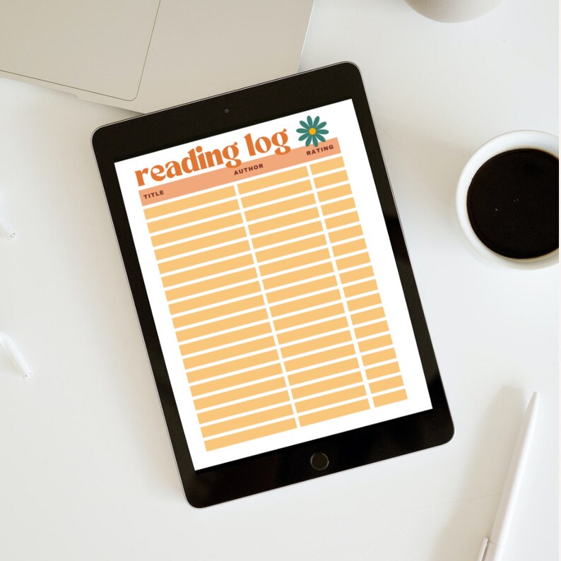 Reading Log Digital Download Printable PDF Colorful Groovy - Etsy