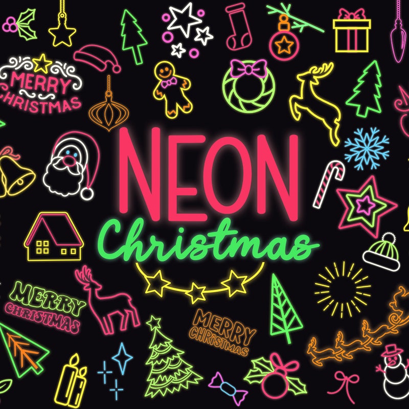 Neon Christmas Cards - Etsy