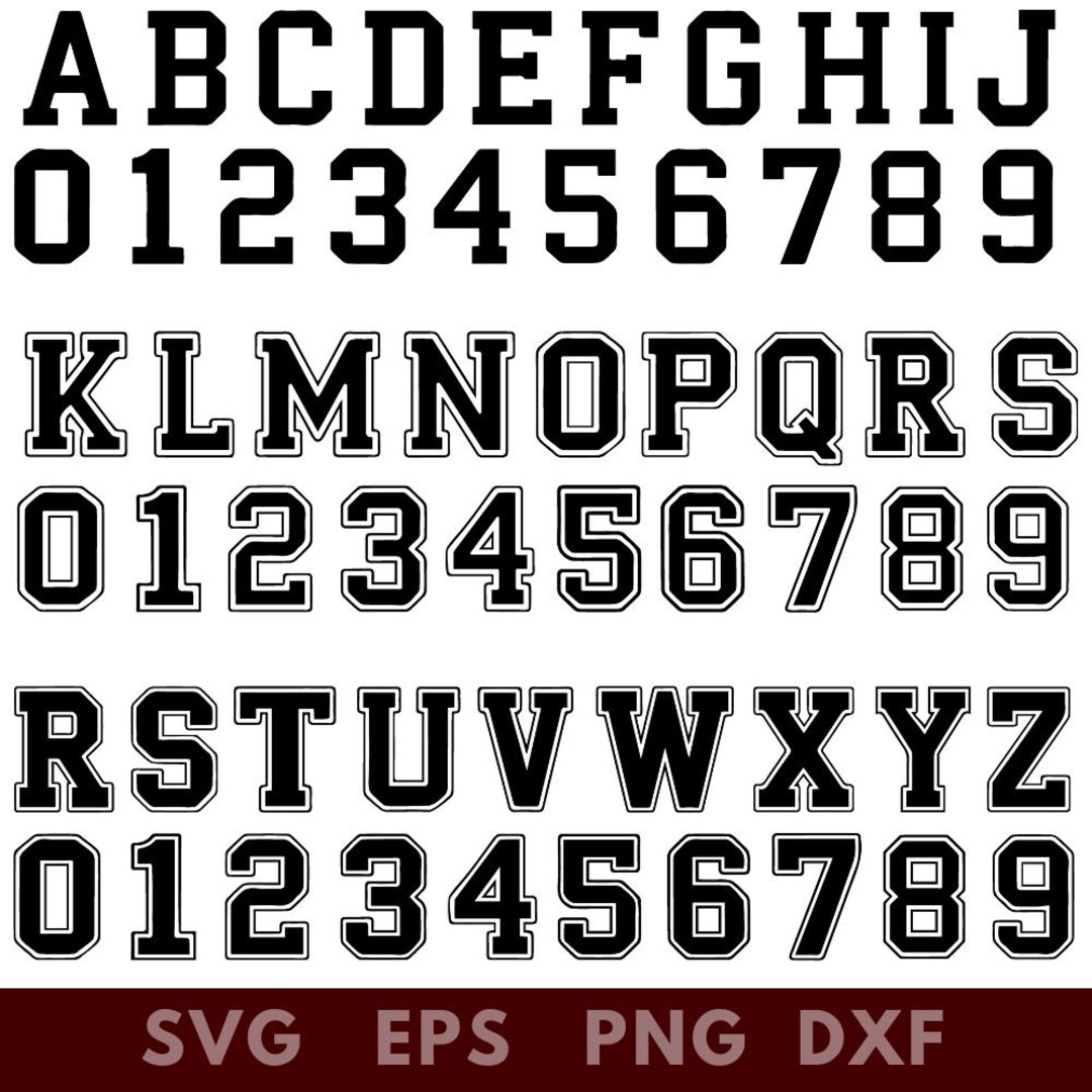 Sports Alphabet SVG Bundle: Varsity Font, Numbers, Letters - Etsy