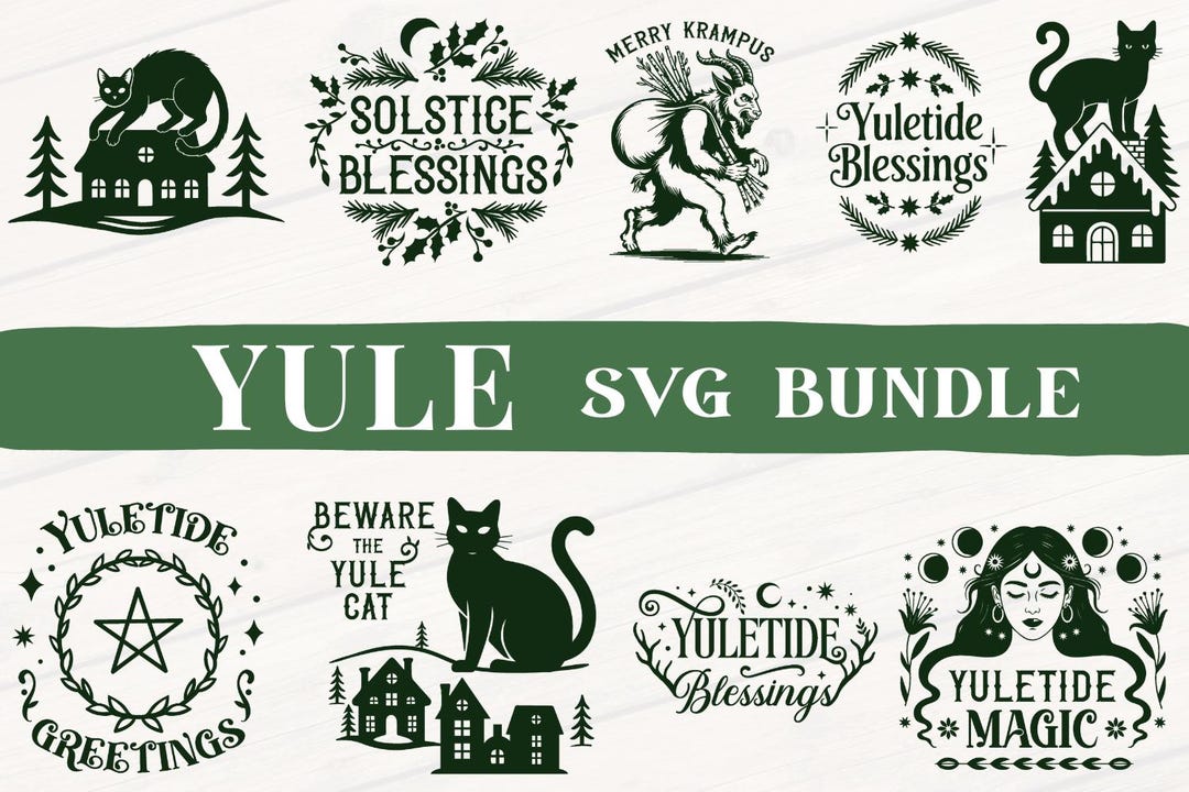 Yule SVG Bundle: 9 Vintage Pagan Yuletide Items (digital Download ...