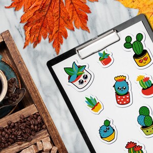 Cactus Sticker Pack, Cute Cacti Characters PNG, Succulent Stickers Pack ...