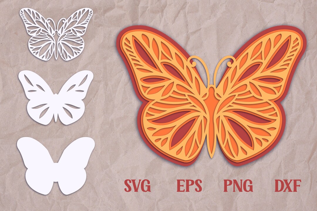 Layered Butterfly SVG, 3D Butterfly SVG, Autumn Butterfly SVG, Papercut ...