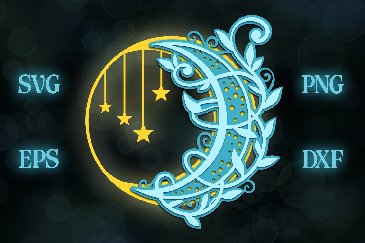 3D Floral Moon SVG Multi Layer Moon Layered Moon SVG Paper - Etsy