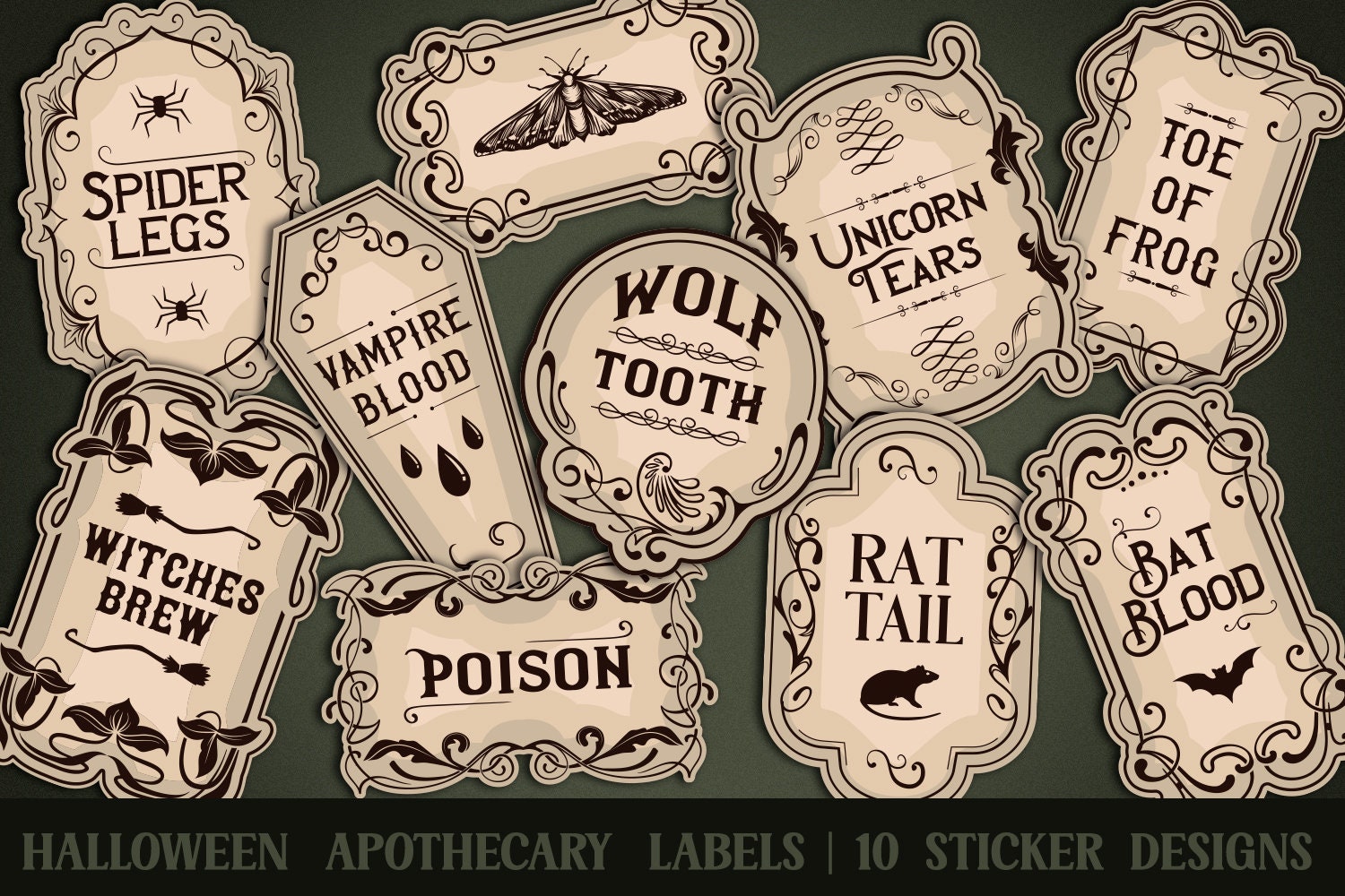 Halloween Apothecary Labels Halloween Label Stickers - Etsy