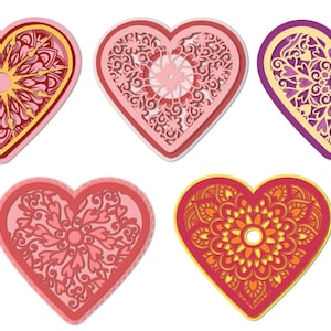Layered Hearts Bundle, Bonus SVG, Laser Cut Hearts SVG, Valentine Laser ...