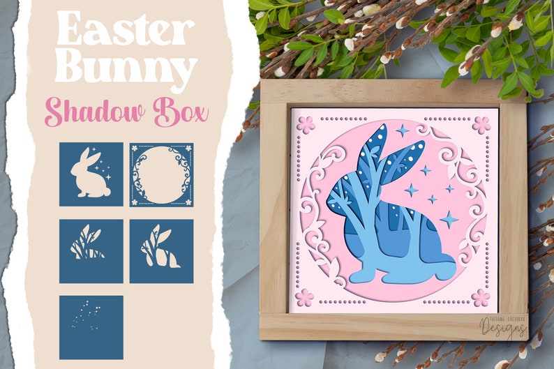 Easter Bunny Shadow Box Forest Shadow Box Rabbit Shadow Box - Etsy