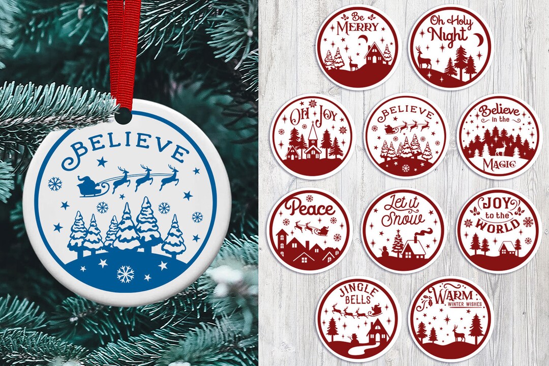 Christmas Round Scenes SVG, Christmas Round Decorations, Christmas ...