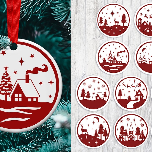 Round Winter Scene Svg - Etsy