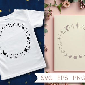 Star and Moon Frames SVG Bundle, Shooting Star, Star Cluster, Crescent ...