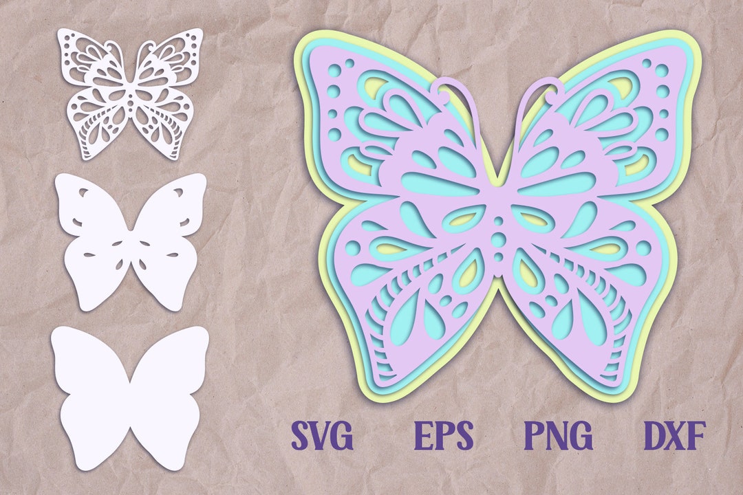 Layered Butterfly SVG, 3D Butterfly SVG, Butterfly SVG, Papercut ...