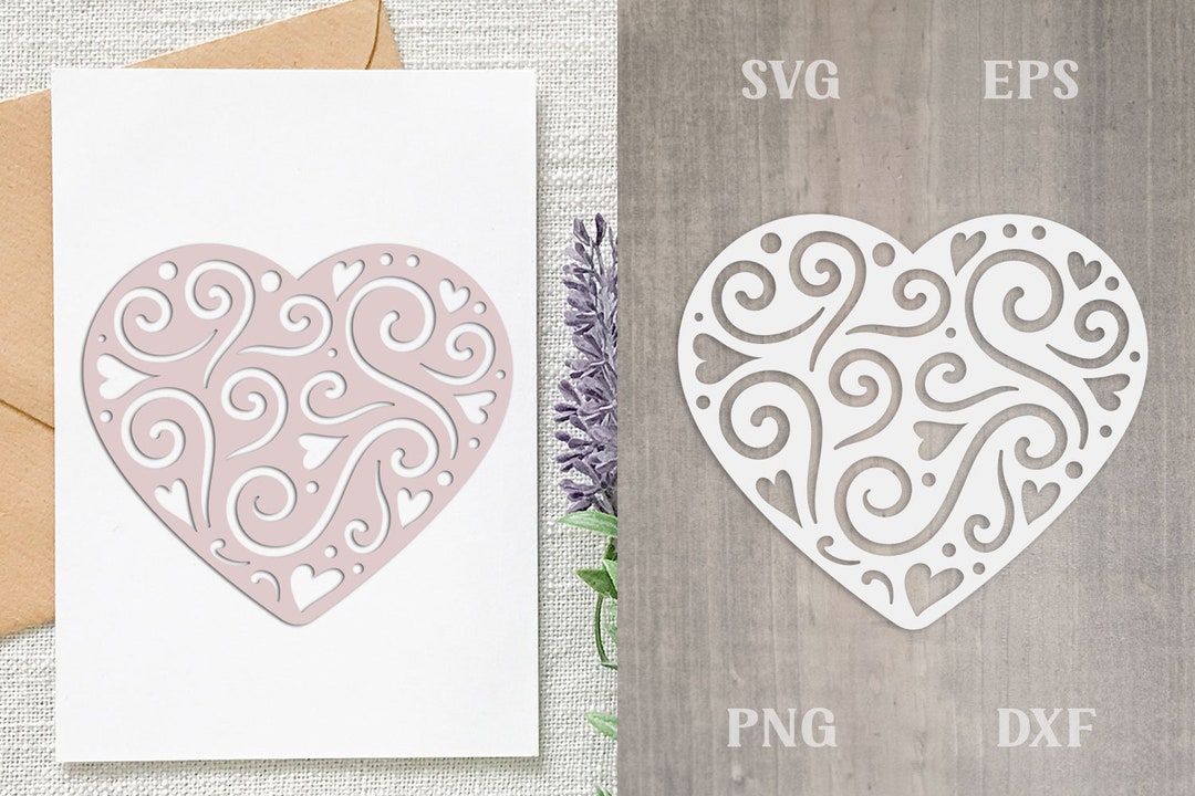 Laser Cut Heart SVG, Papercut Heart SVG, Love Laser Cut SVG, Laser Cut ...