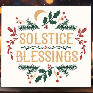 Solstice Blessings SVG, Yule Decorations, Winter Solstice SVG, Vintage ...