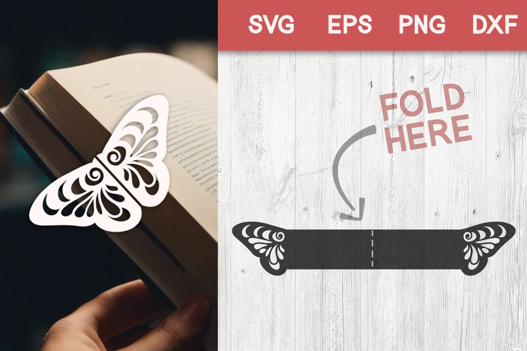 Decorative Moth Bookmark SVG, Foldable Bookmark Template, Cutout ...