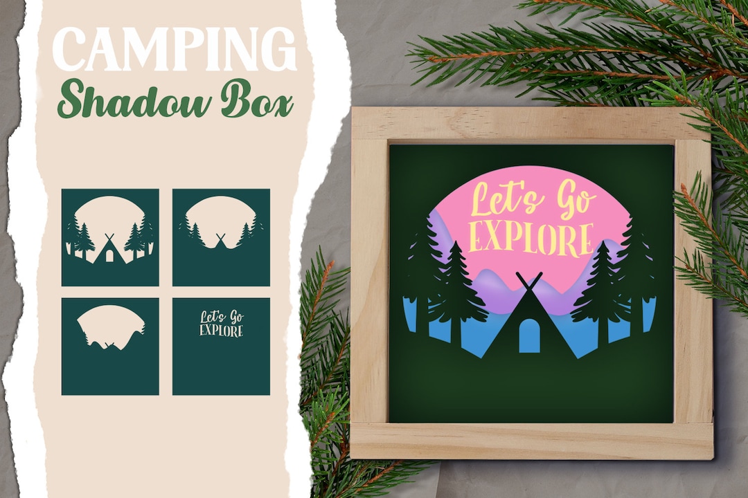 Camping Shadow Box Adventure Awaits Shadow Box (Instant Download) - Etsy
