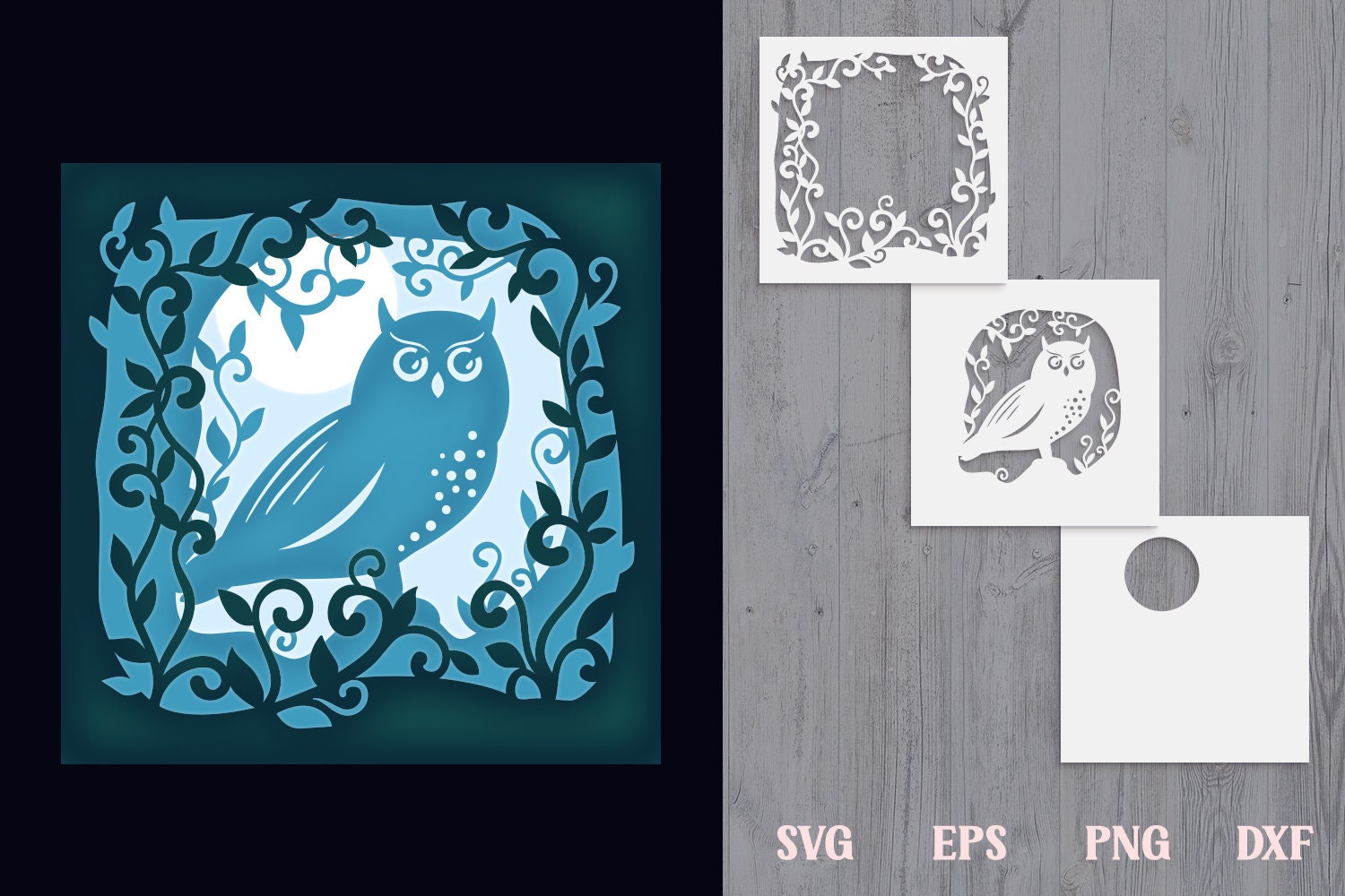 Owl Shadow Box SVG Forest SVG Scene Owl Light Box Celestial - Etsy UK