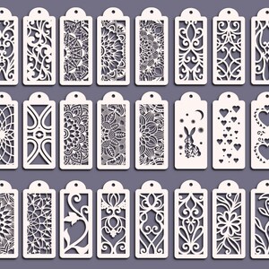 Laser Cut Bookmark SVG Bundle: Floral, Mandala, Rabbit Designs (digital ...