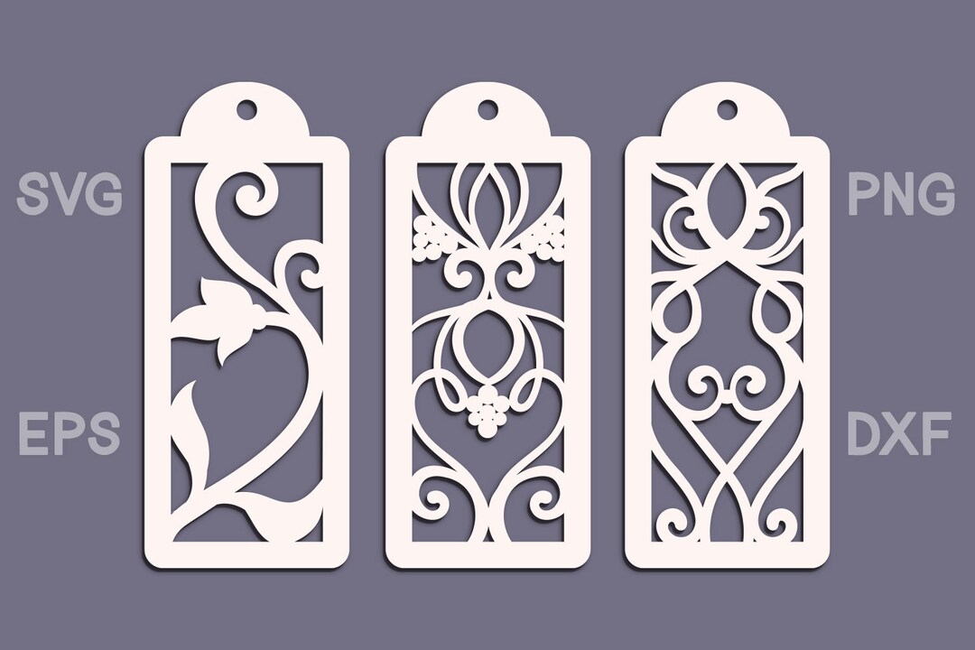 Geometrical and Floral Paper Cut Bookmark Templates, 3 Floral Laser Cut ...