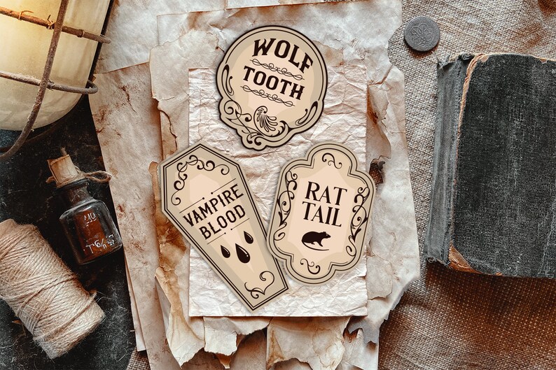 Vintage Halloween Apothecary Labels, Spooky Stickers (PNG, JPG) - Etsy