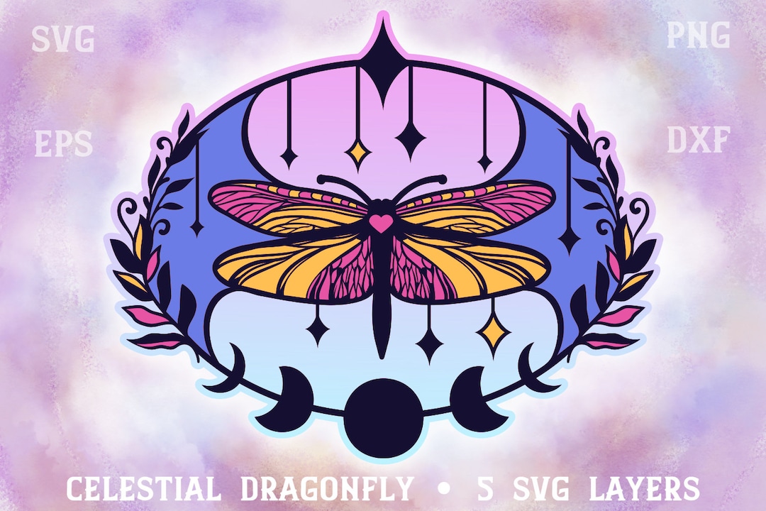 Celestial Dragonfly SVG: Moon Phases, Witchy 3D Laser Cut Design - Etsy