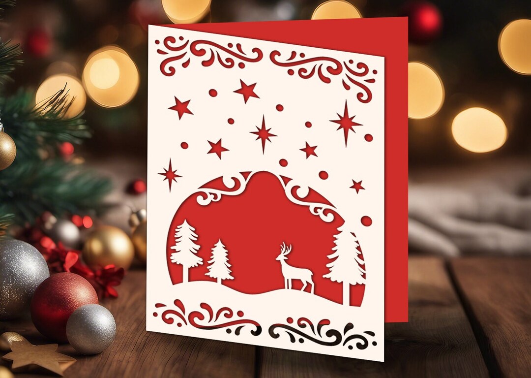Christmas Card SVG, Reindeer SVG, Christmas Tree Svg, Stars Svg, Starry ...