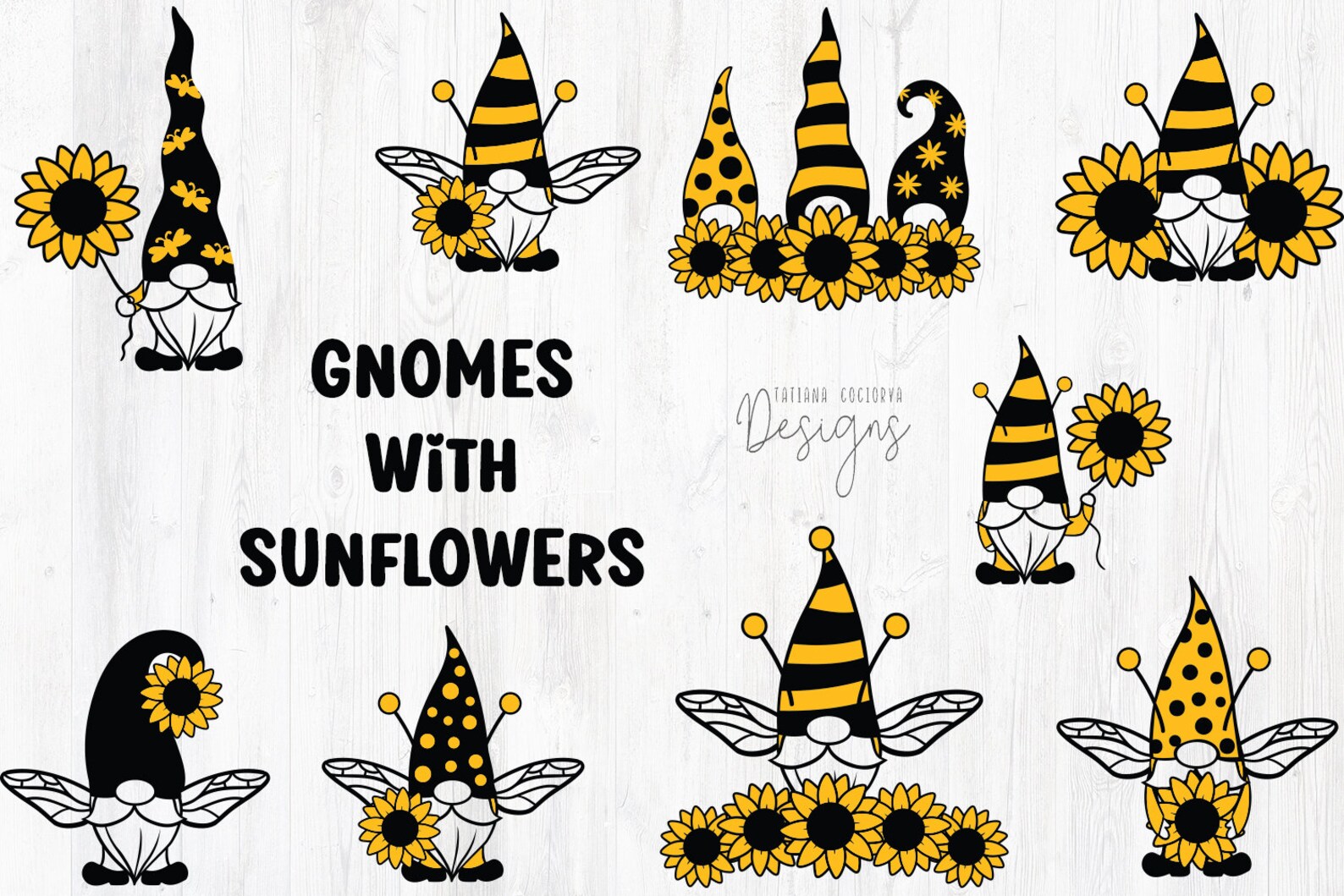 Gnomes and Sunflowers SVG Bundle Sunflower SVG Bee SVG - Etsy