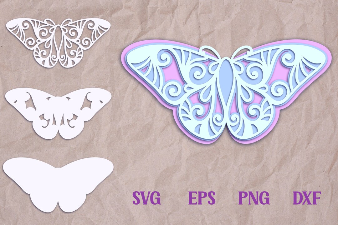 Layered Moth SVG, 3D Butterfly SVG, Layered Butterfly SVG, Papercut ...