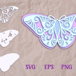 Layered Moth SVG, 3D Butterfly SVG, Layered Butterfly SVG, Papercut ...