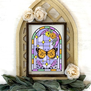Butterfly Stained Glass SVG: Layered Papercut Celestial Moon (digital ...