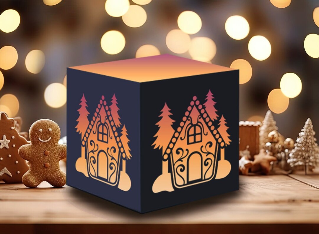 Christmas Lantern, Gingerbread House SVG, Christmas Candle Holder ...