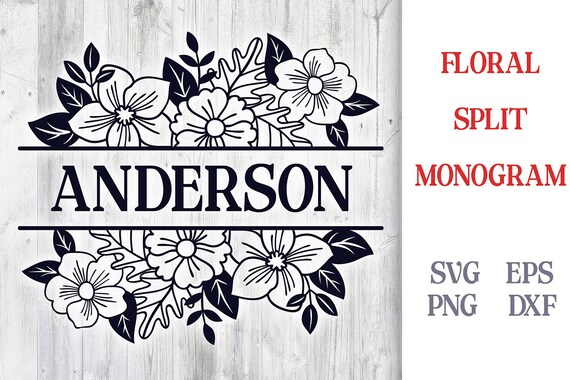 Floral Split Monogram Floral Mailbox Decal Floral Monogram - Etsy