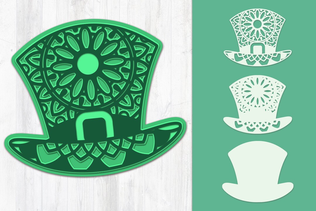 3D Irish Hat, Mandala St Patricks, Papercut St Patricks SVG, 3D St ...