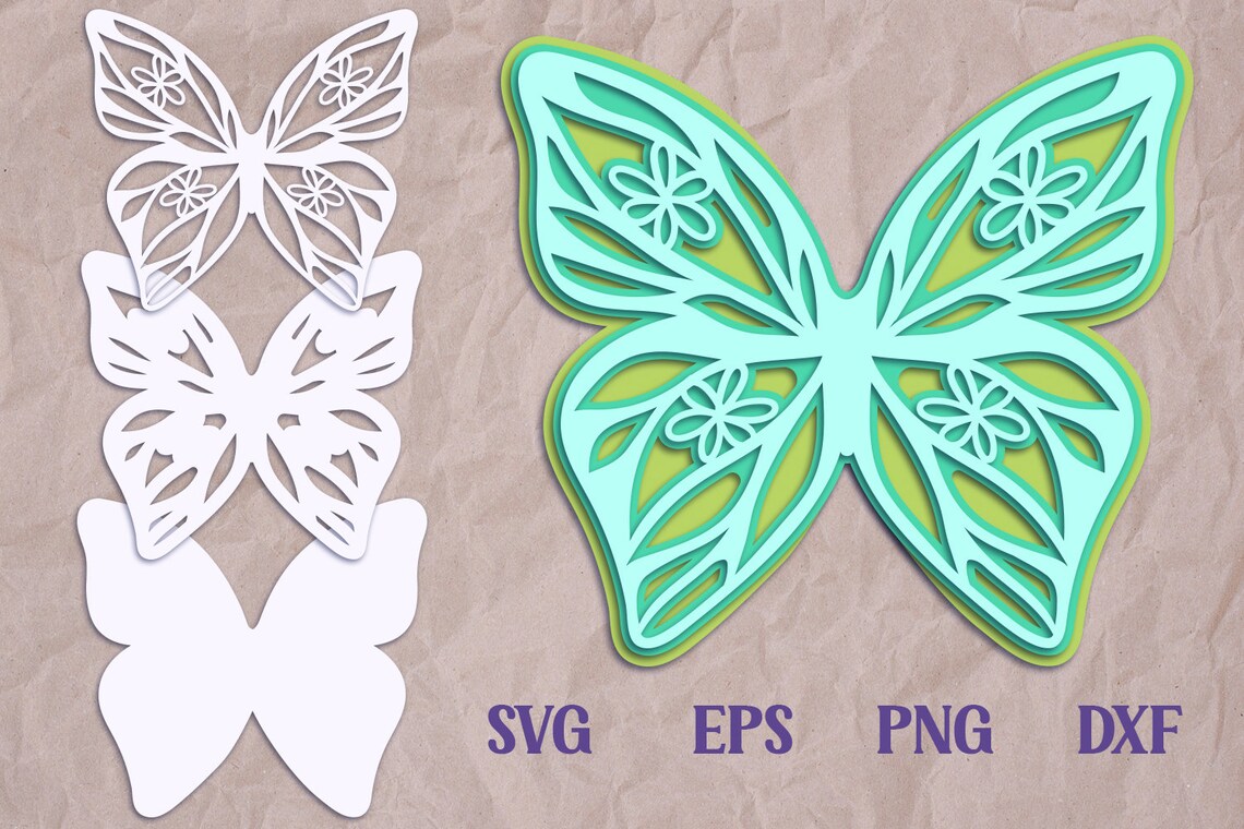 Layered Butterfly SVG 3D Butterfly SVG Floral Butterfly SVG - Etsy