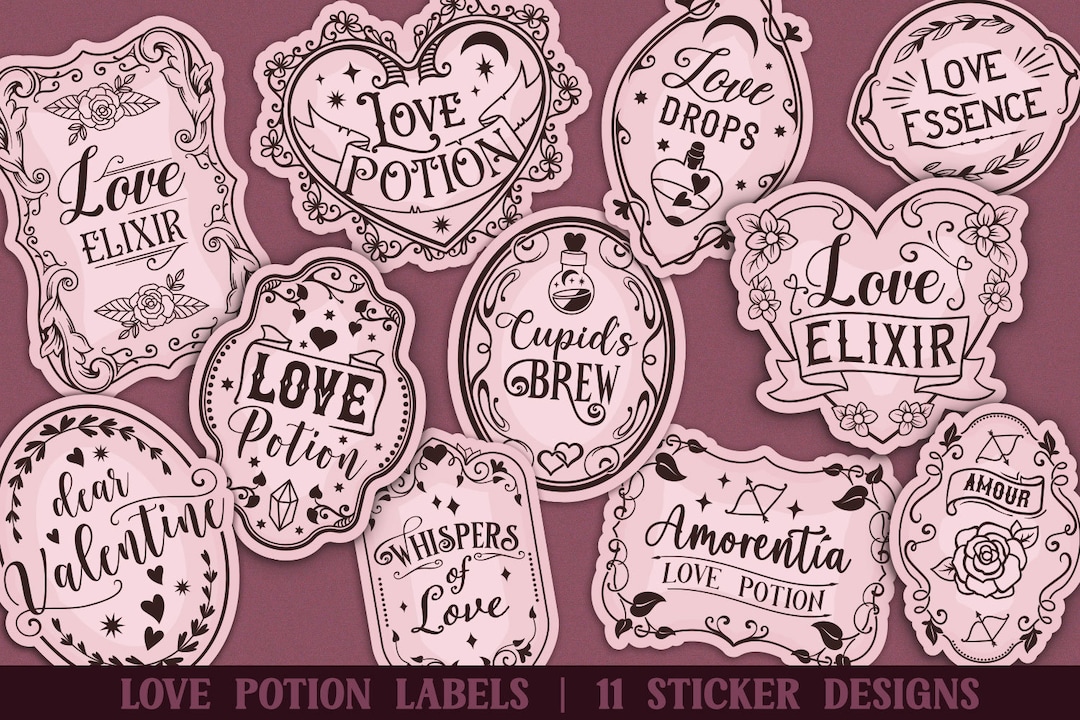 Love Potion Labels, Valentine Label Stickers, Valentines Day Sticker ...