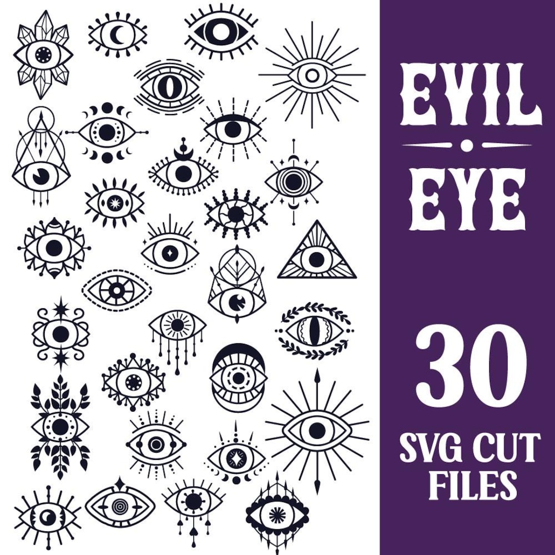 Evil Eye SVG Bundle, 30 SVG Items, Halloween Eye SVG Png, Mystical Svg, Evil Eye Charm ...