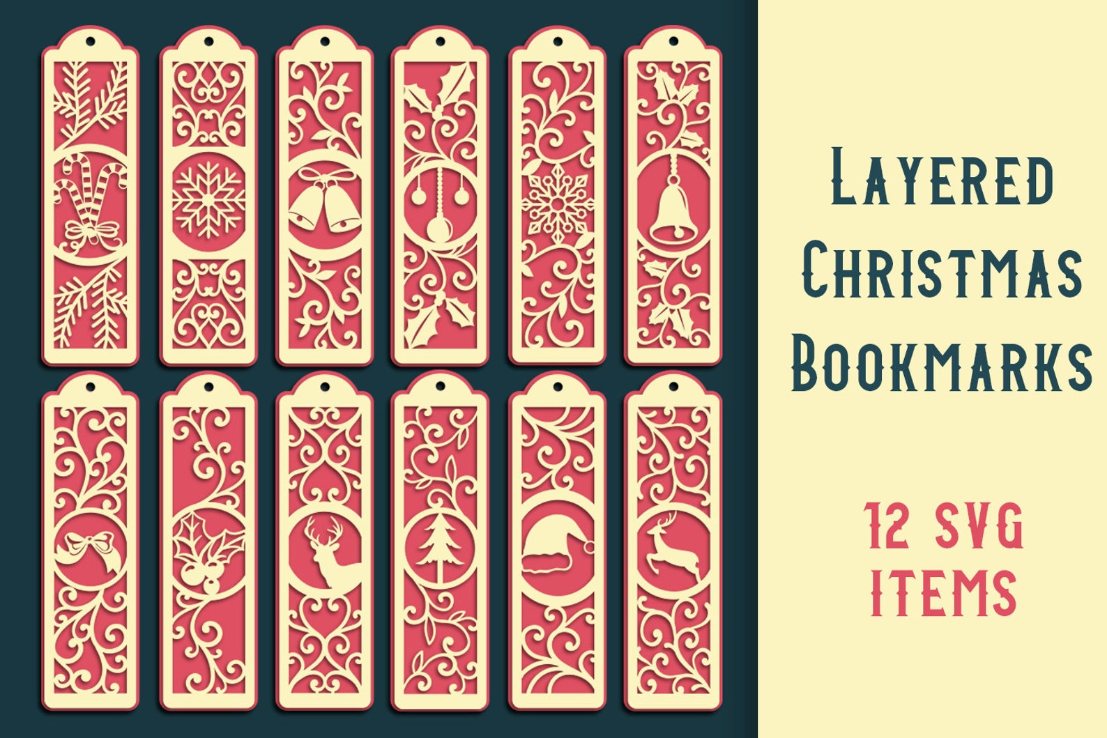 Layered Christmas Bookmarks Christmas Bookmarks SVG Bundle - Etsy