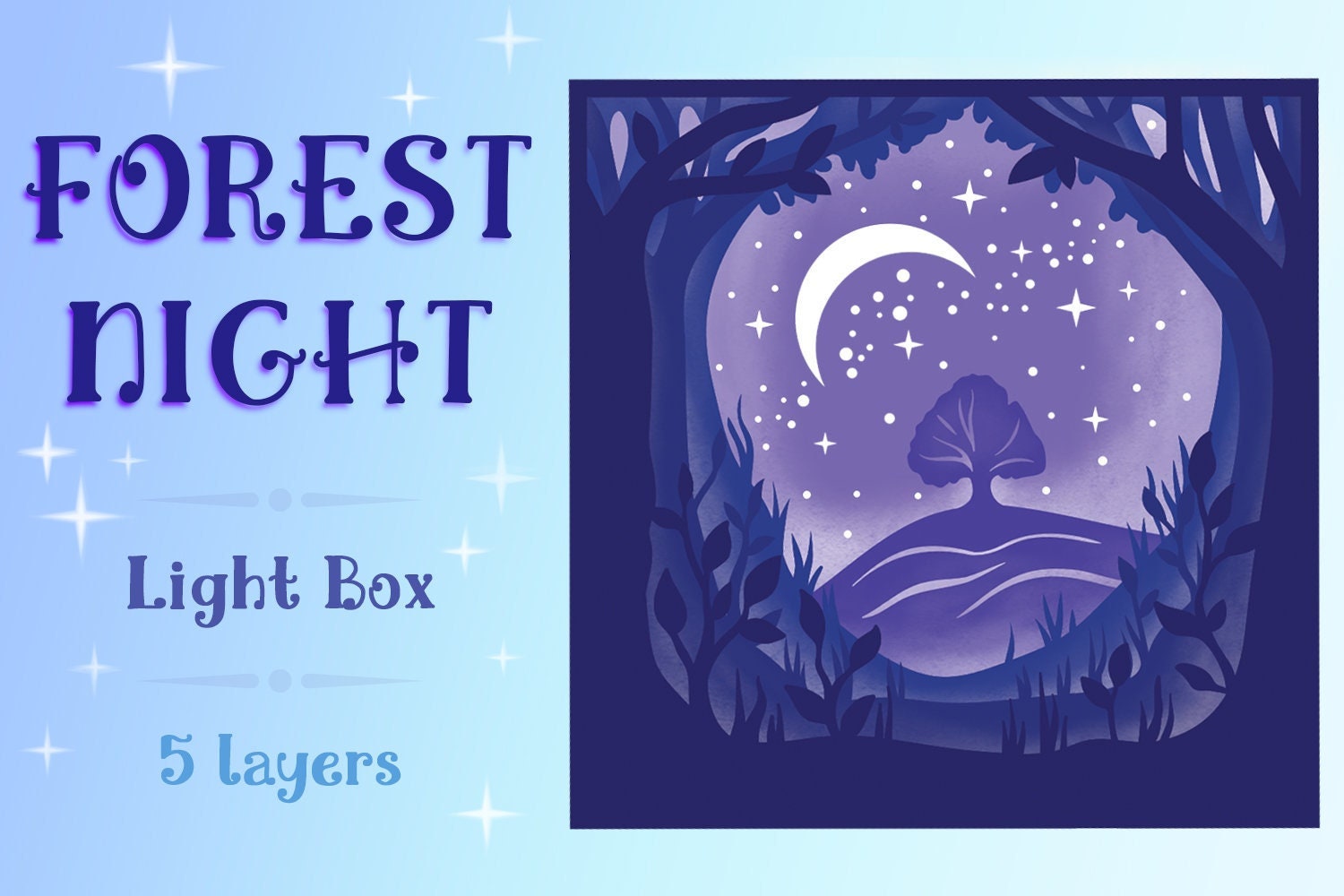 Forest Moon Shadow Box SVG: 3D Paper Cut Template - Etsy