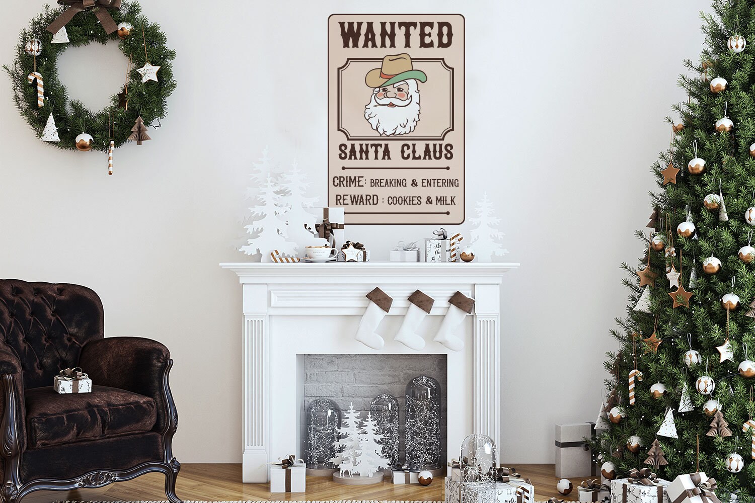Western Christmas Wanted Poster SVG: Santa, Snowman, Gingerbread ...