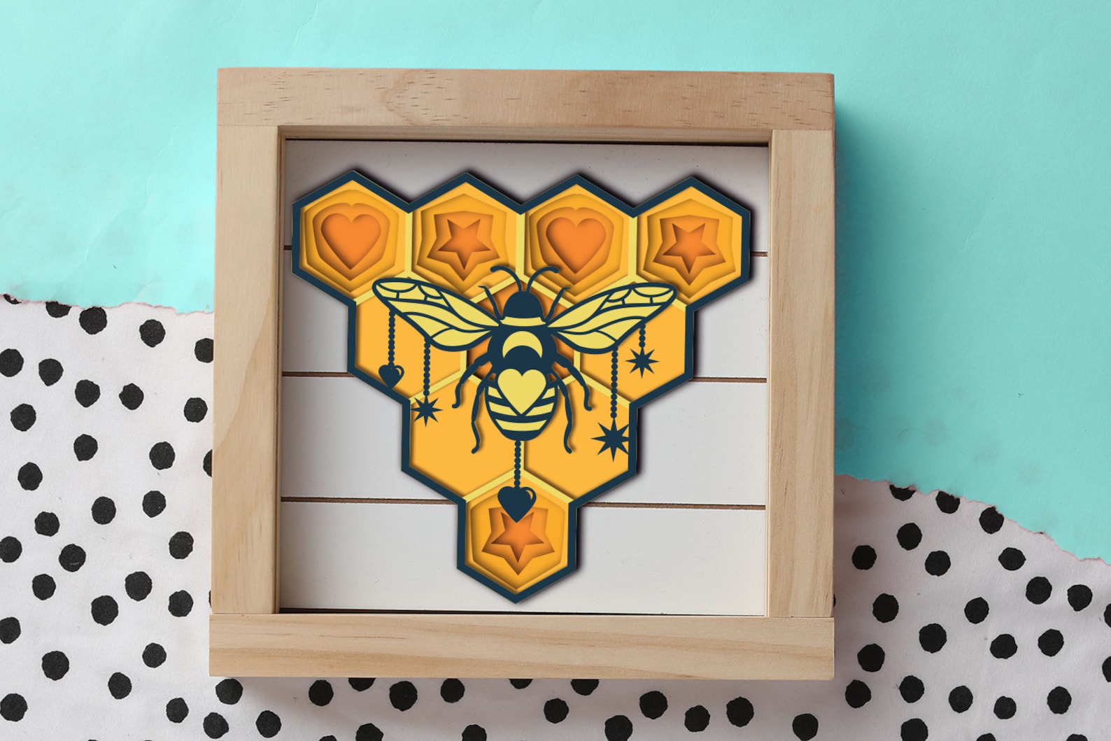 Bee Shadow Box SVG 3D Bee SVG Bee Light Box Template - Etsy